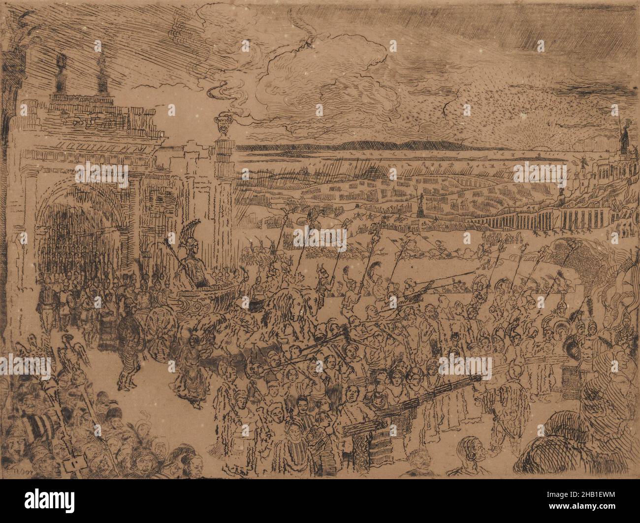 Triumph of a Roman Squire, James Ensor, circa 1860-1849, print, Belgian ...
