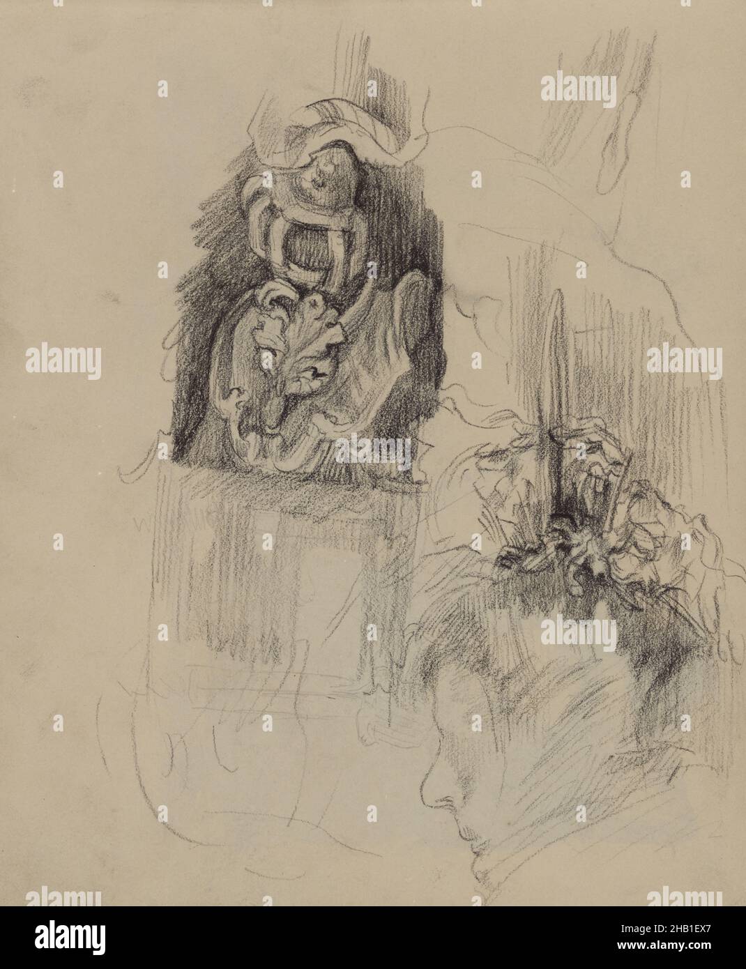 Two figures and ornament, James Ensor, drawing, Belgian Art Stock Photo ...