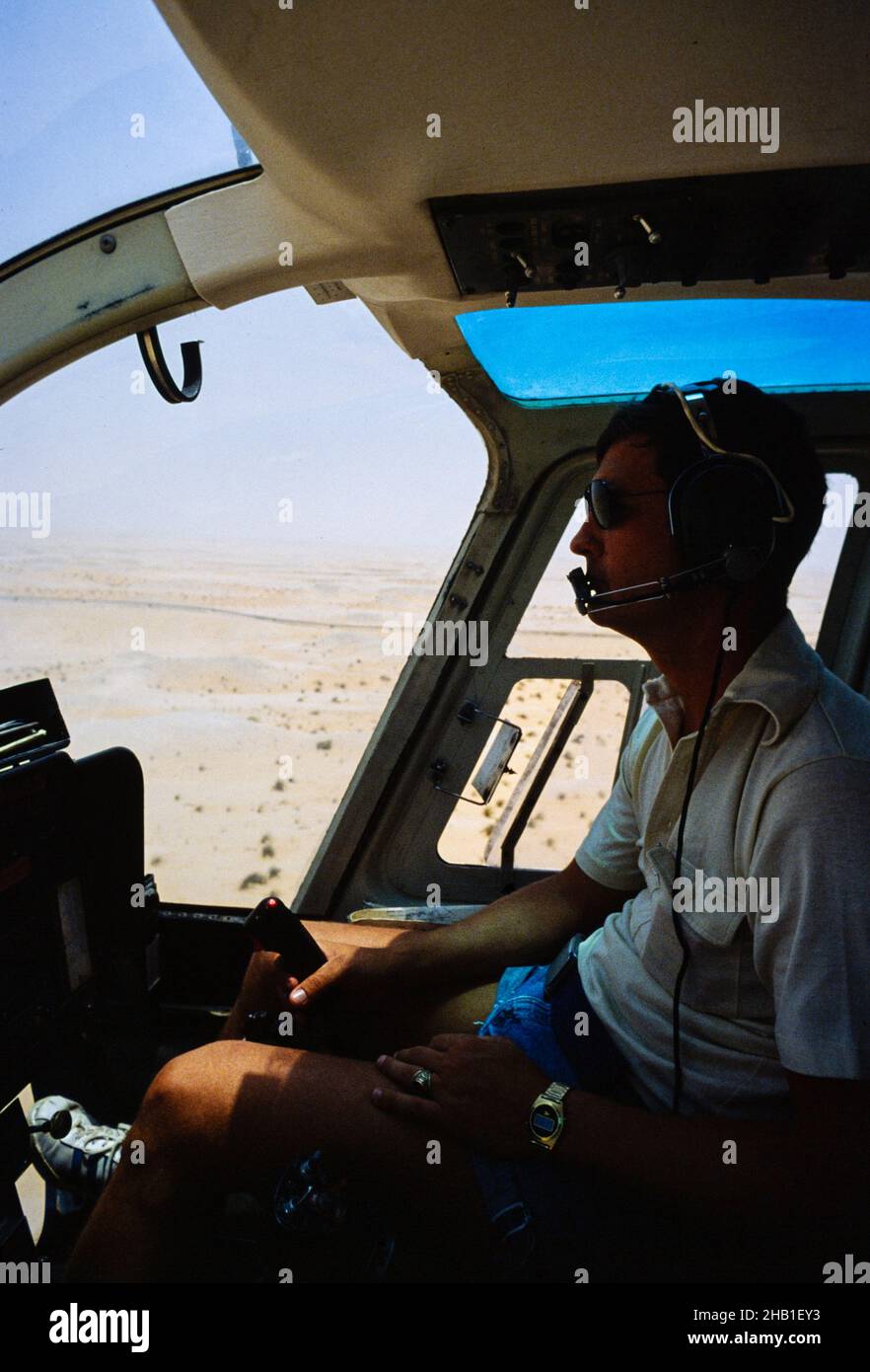 Oil industry Saudi Arabia, helicopter Bell 206 JetRanger 1979 pilot in ...