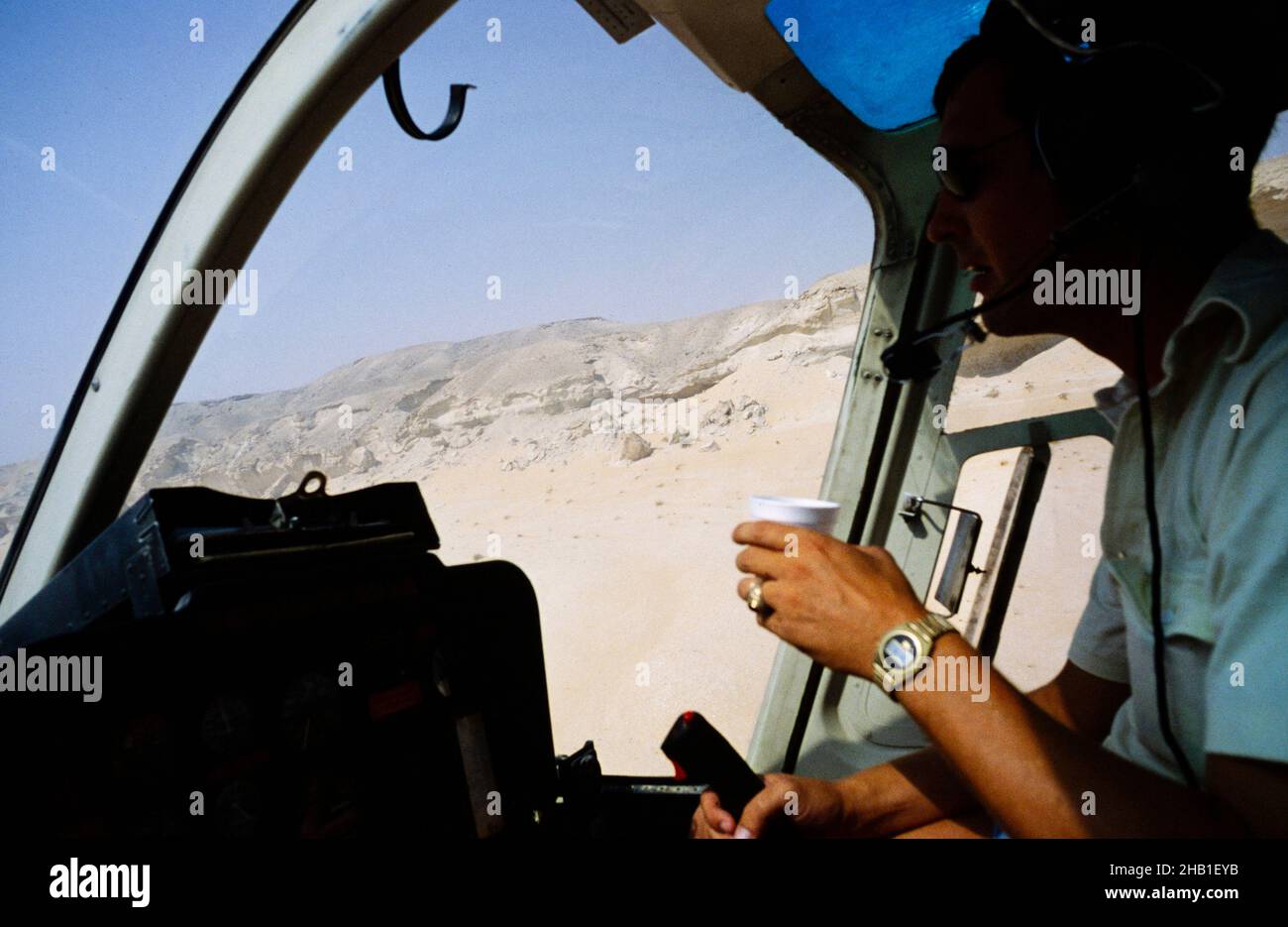 Oil industry Saudi Arabia, helicopter Bell 206 JetRanger 1979 pilot in ...