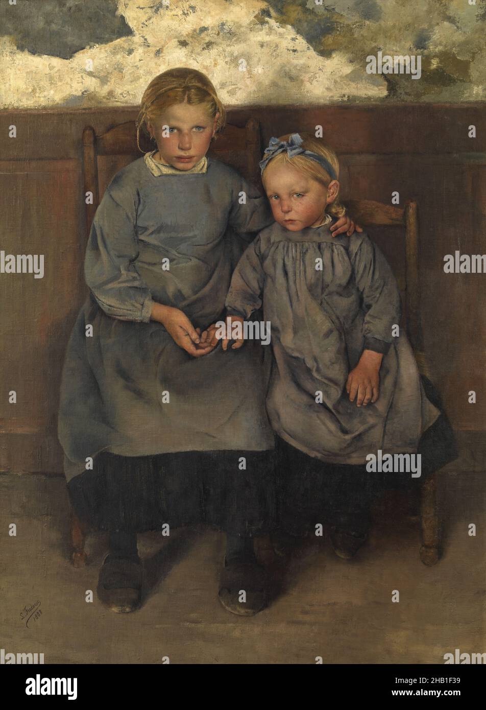 Two Walloon peasant children, Léon Frédéric, painting, 1888, Belgian ...
