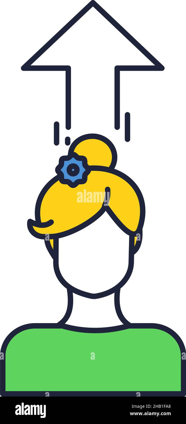 Woman portrait with arrow up over head icon vector Stock Vector Image ...