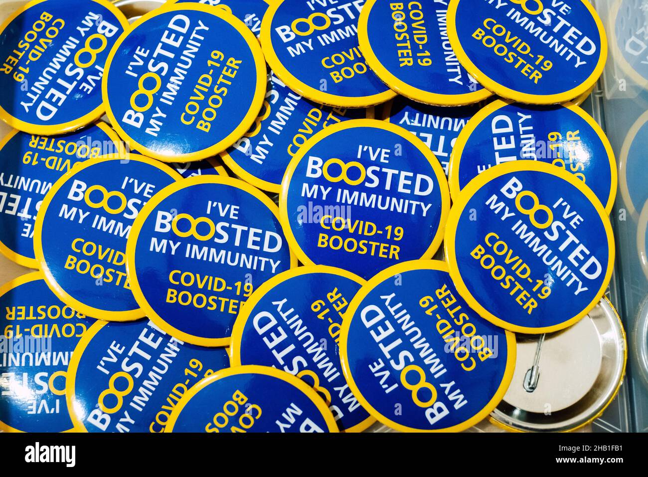 Vaccine badges hi-res stock photography and images - Alamy