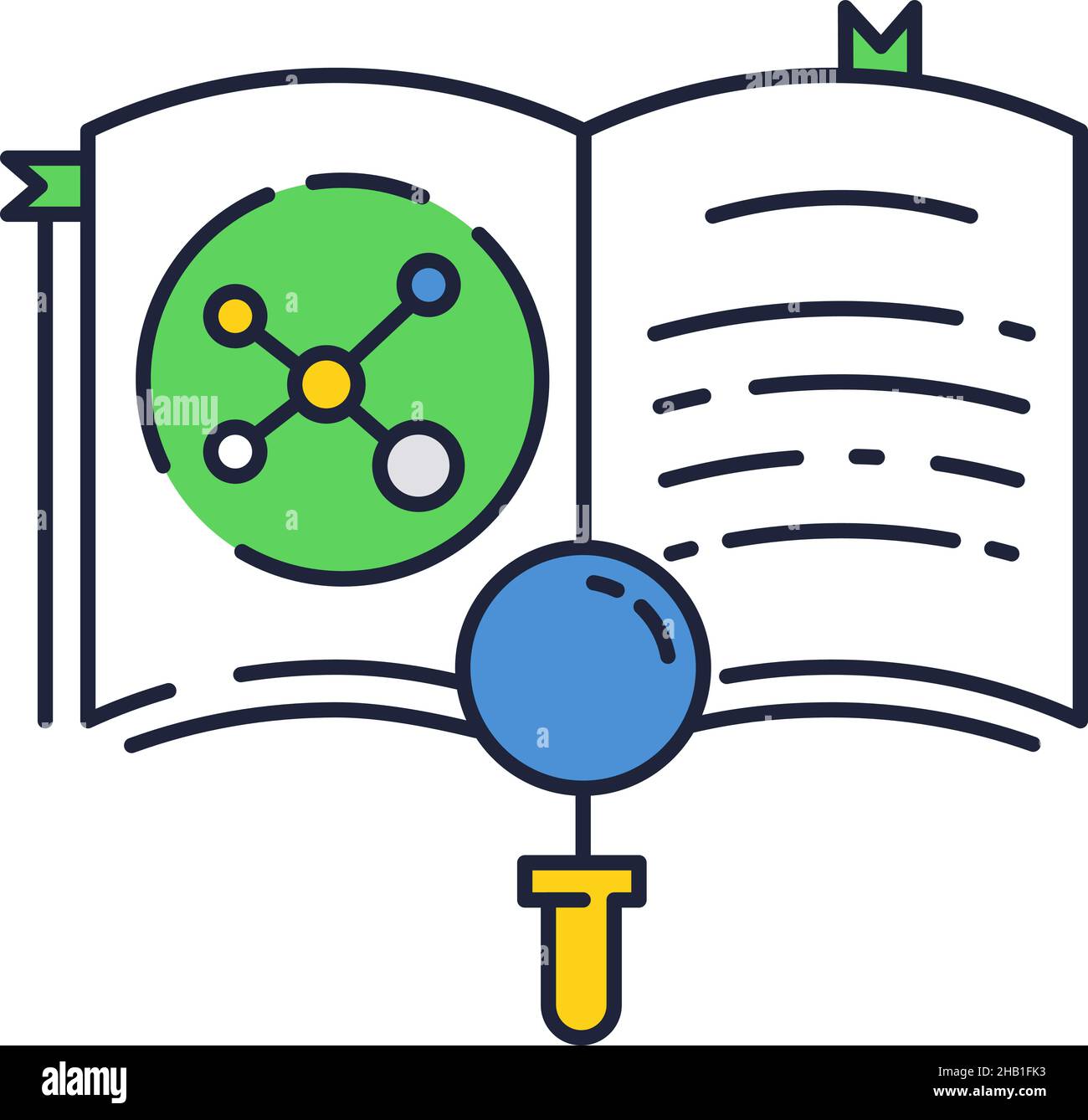 Open book and magnifying glass vector icon Stock Vector Image & Art - Alamy