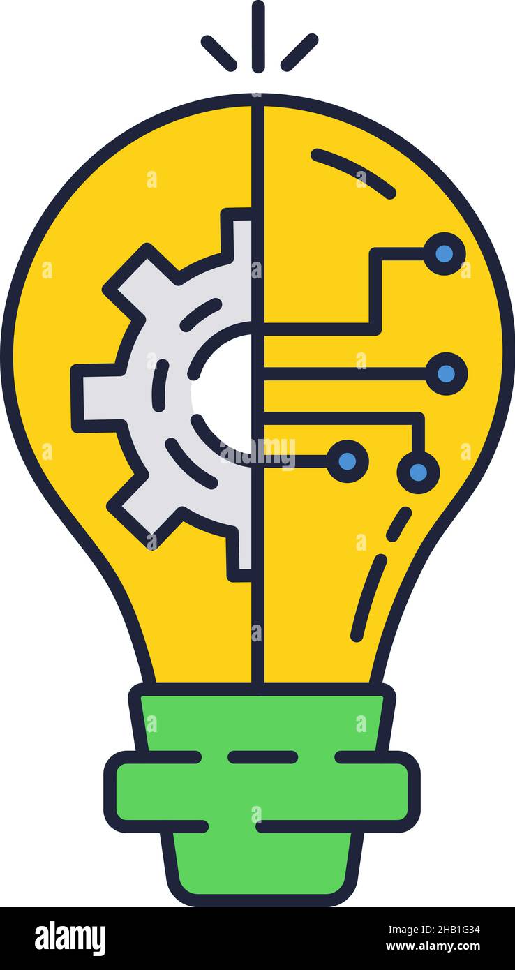 Idea lamp light bulb gear logo icon vector Stock Vector Image & Art - Alamy