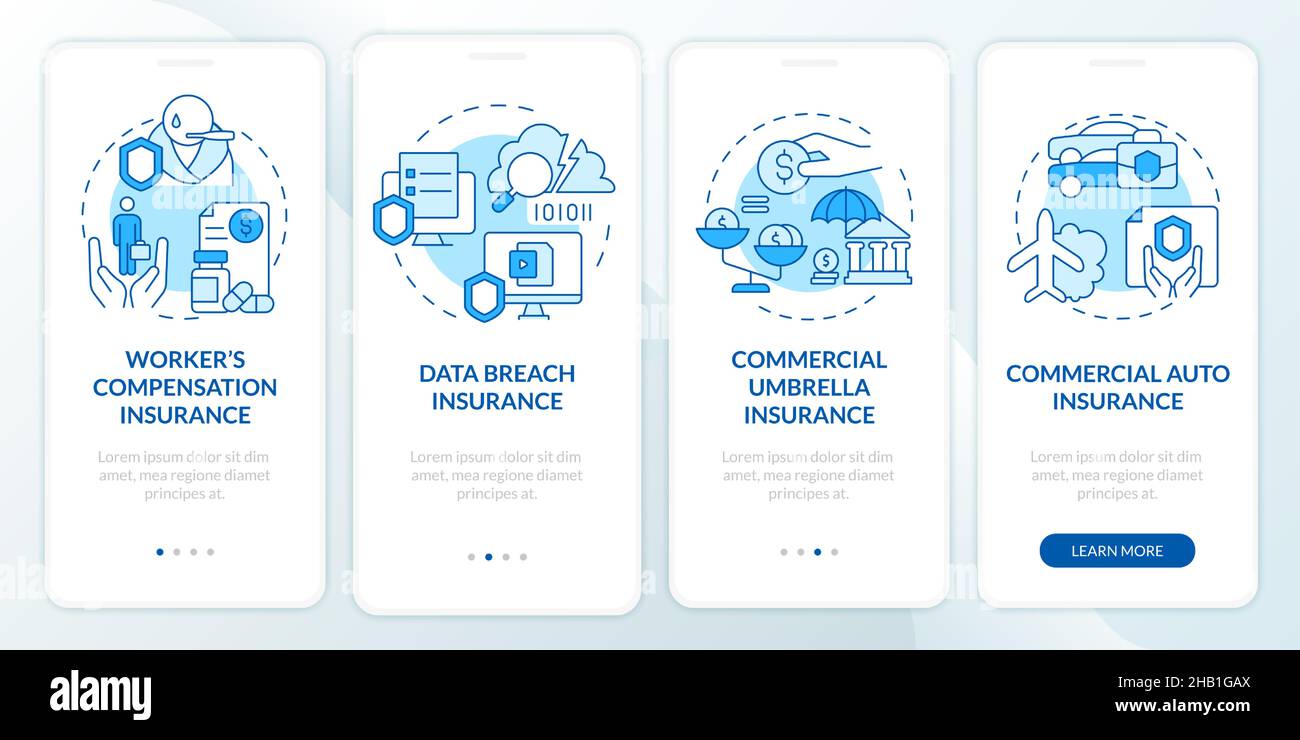 Coverage Types Blue Onboarding Mobile App Screen Stock Vector Image And Art Alamy