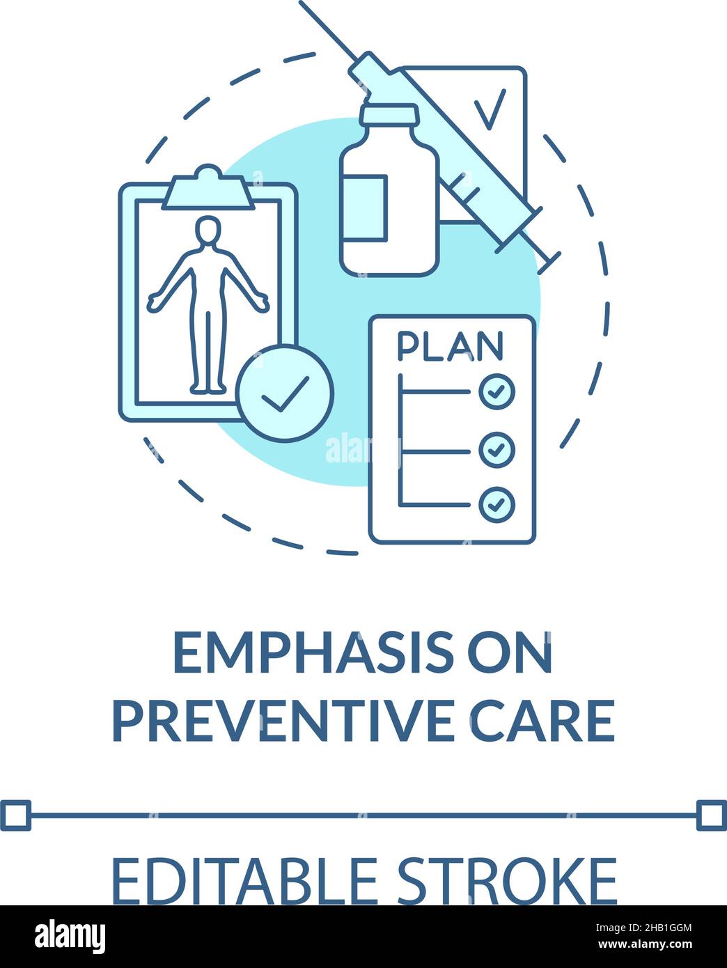 Emphasis on preventive care turquoise concept icon Stock Vector Image ...