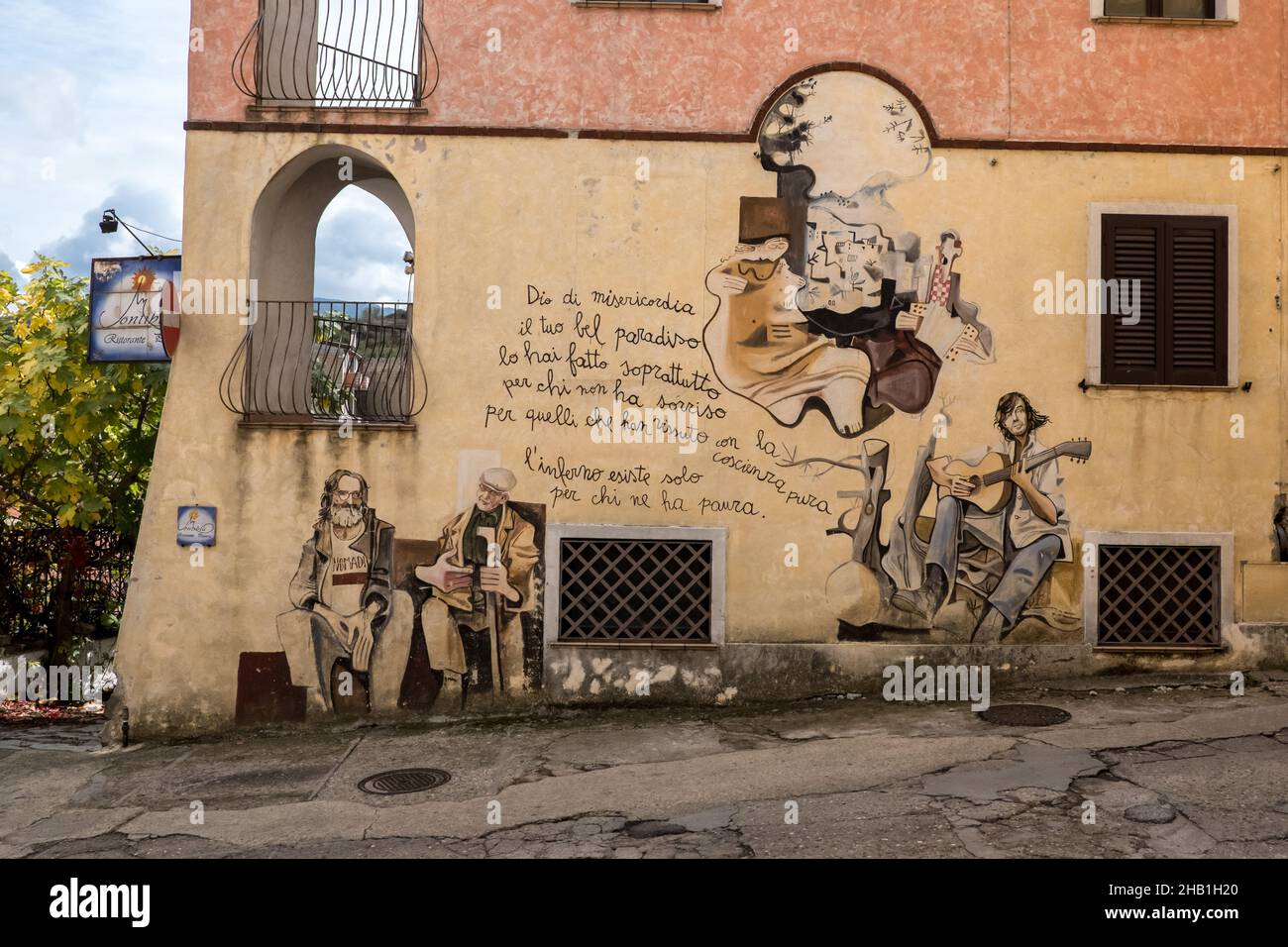 November 2, 2021, Orgosolo, Nuoro, Italy: A mural is seen on the walls ...