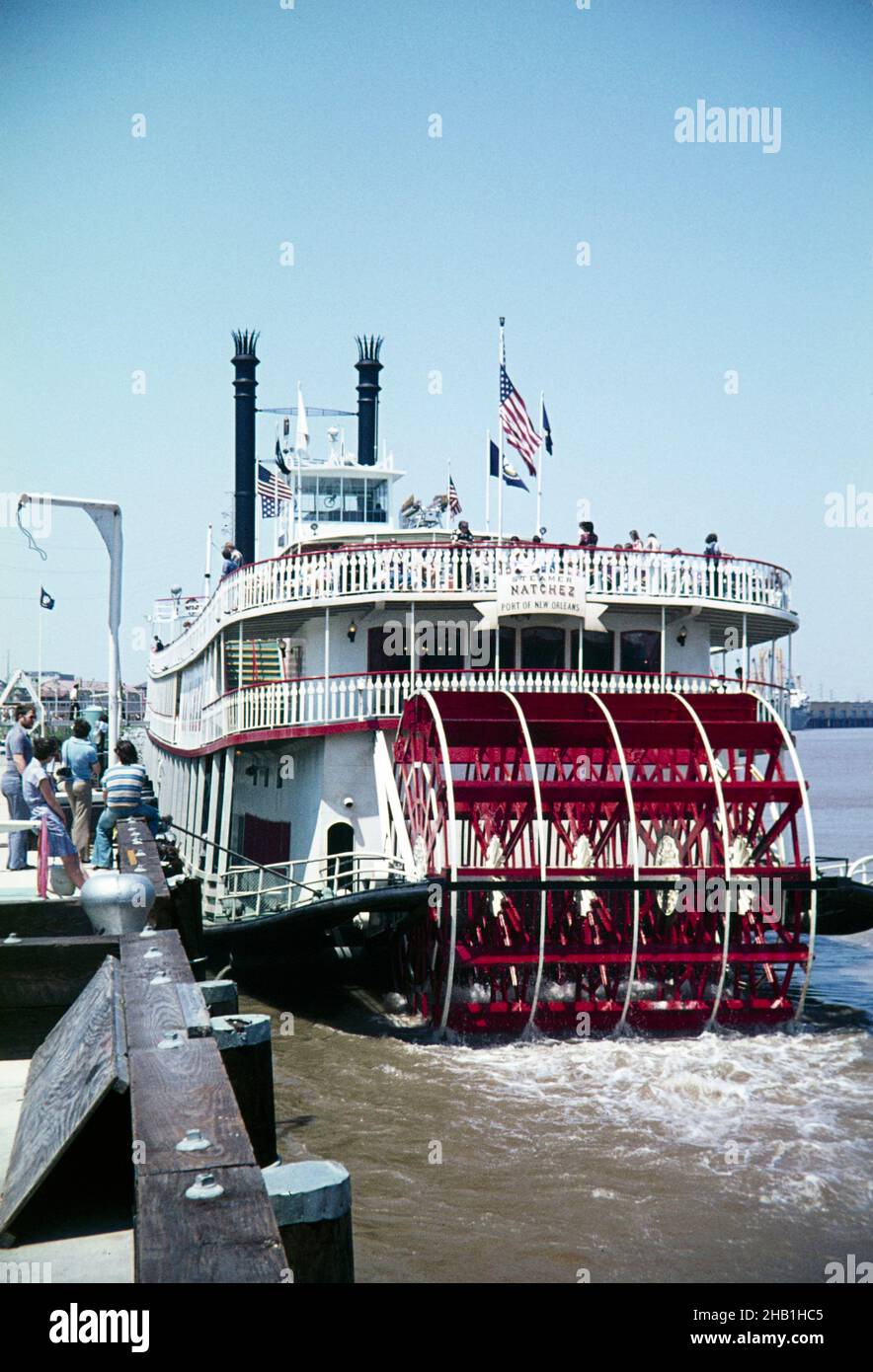 Paddle steamer steamboat ship SS Natchez on Mississippi River, New ...