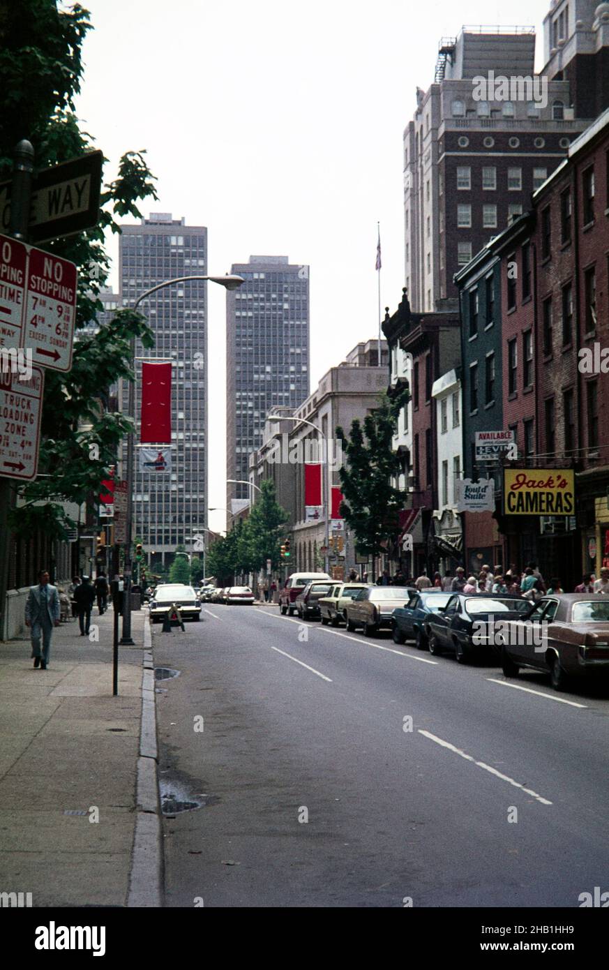 Cityscape urban street view in downtown area thought to be Philadelphia ...