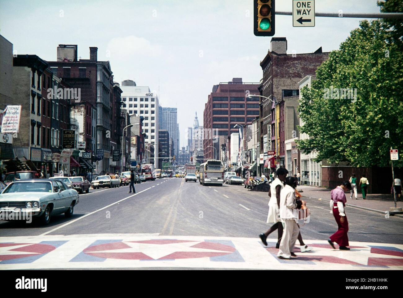 Cityscape urban street view in downtown area thought to be Philadelphia ...