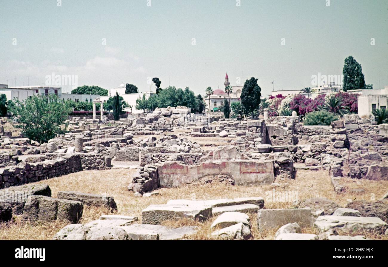 Ancient Agora of Kos archaeological site, Kos, Greece 1970s Stock Photo ...