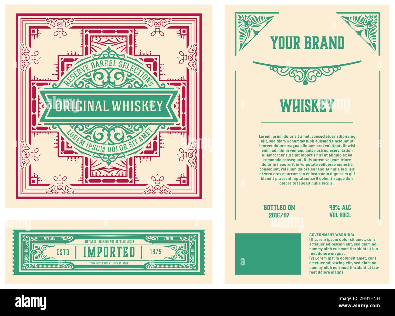 Whiskey label with old frames Stock Vector Image & Art - Alamy