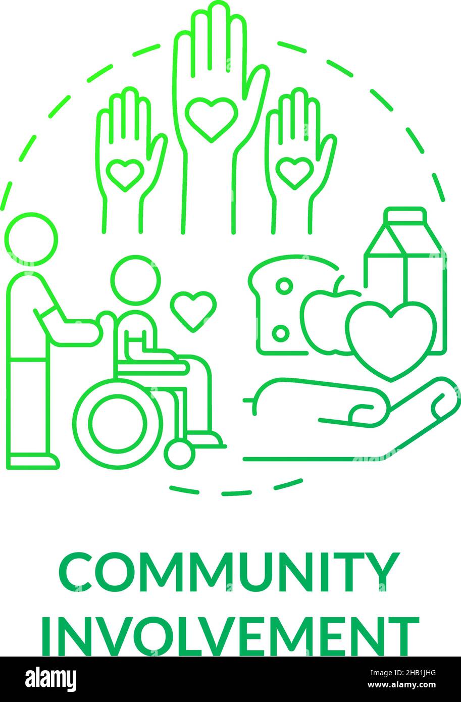 Community involvement green gradient concept icon Stock Vector Image ...