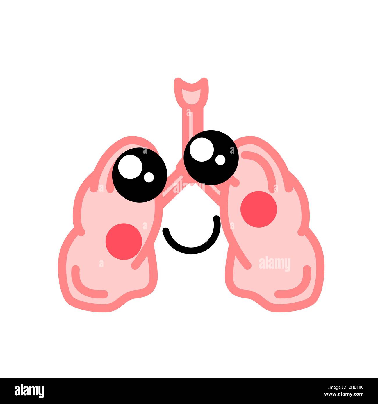 Human lungs with cute face, medical icon on white Stock Vector Image ...