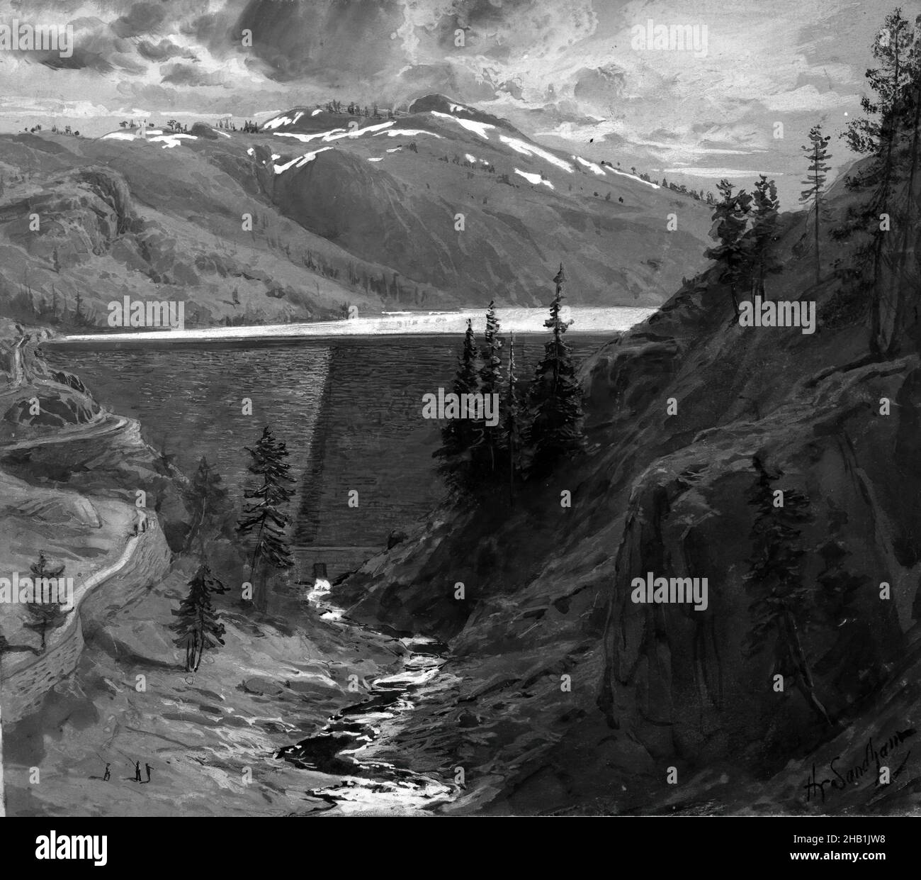 Hydraulic Mining - Big Canyon Dam, Illustration for 'Century Magazine ...