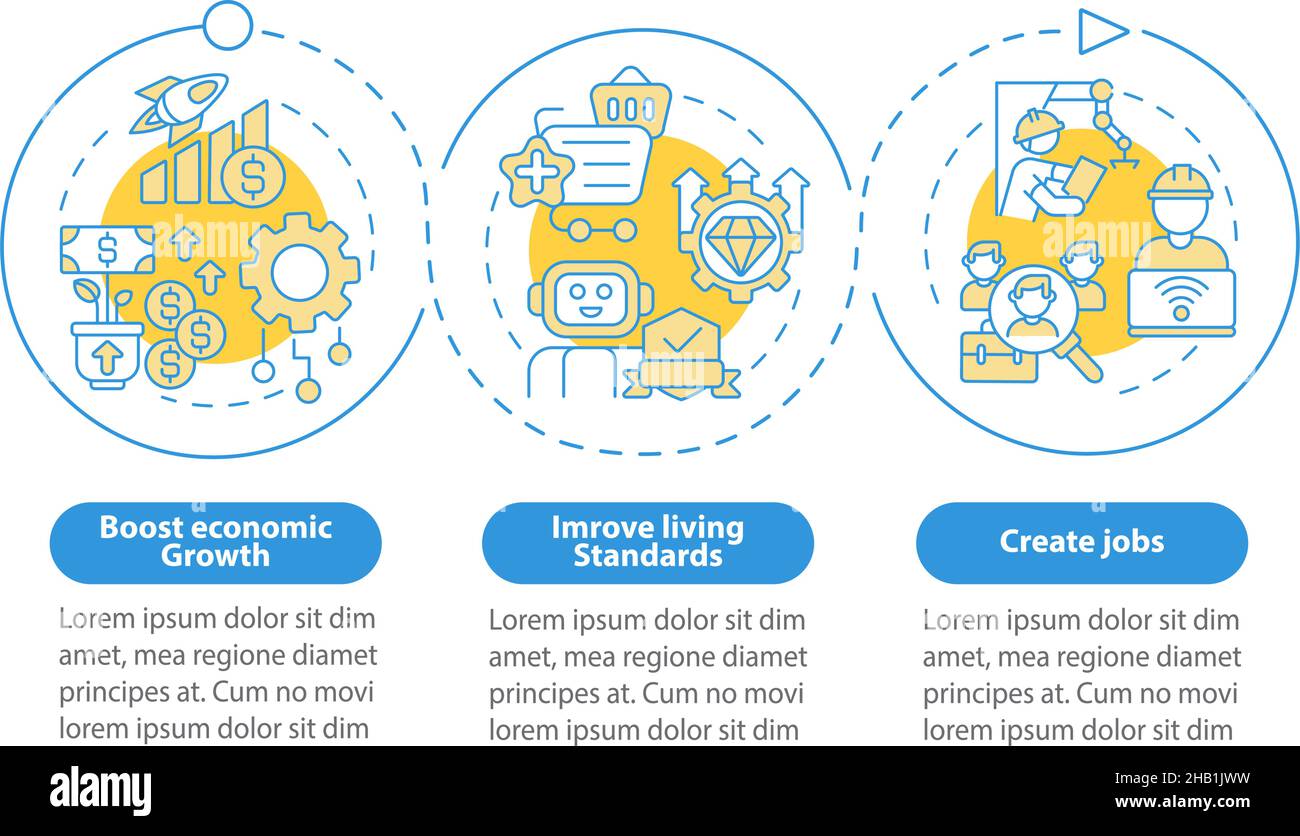 Positive automation impact blue circle infographic template Stock ...