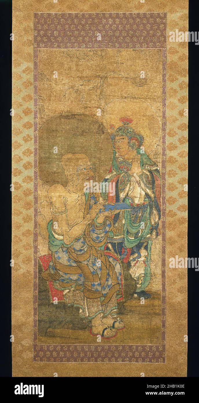 Arhat with Attendant, from a series of 16 Rakan, Hanging scroll; ink ...