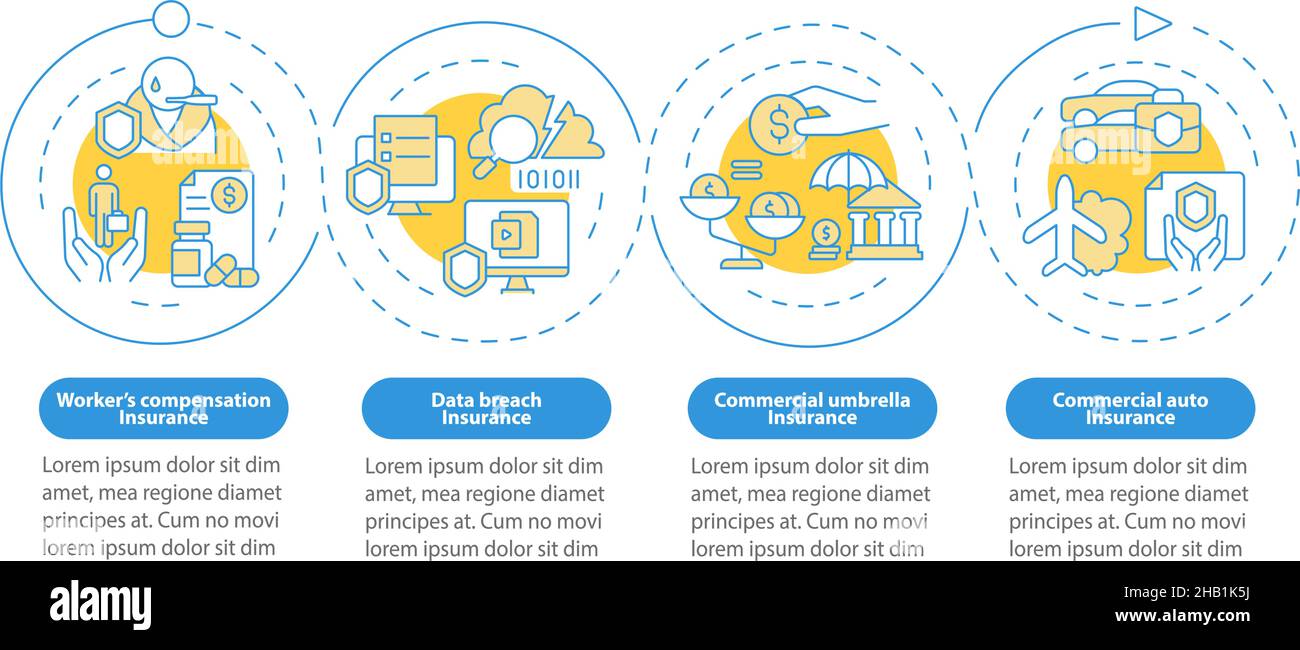 Insurance types blue circle infographic template Stock Vector Image ...