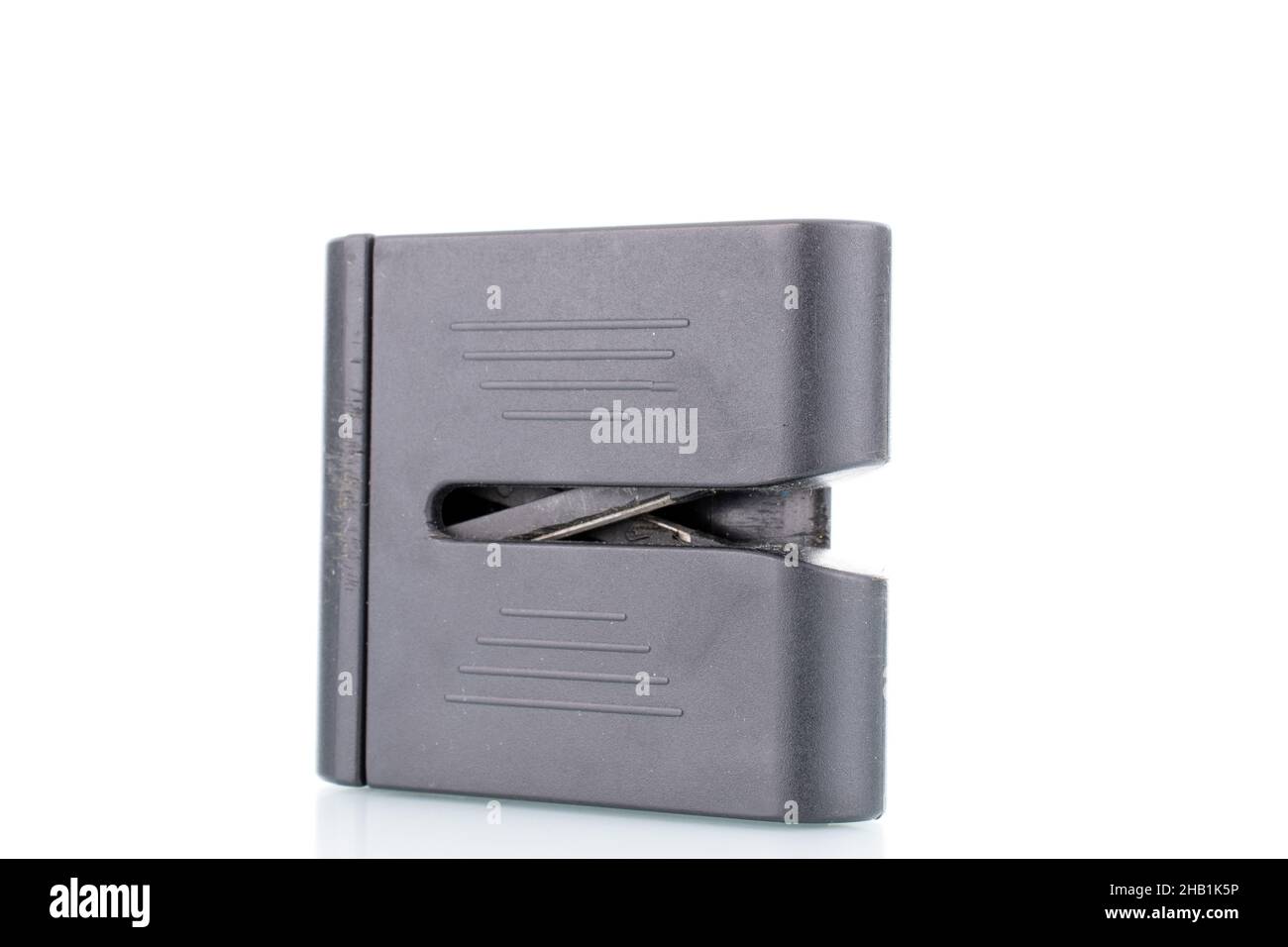 One knife sharpener, close-up, isolated on white Stock Photo - Alamy