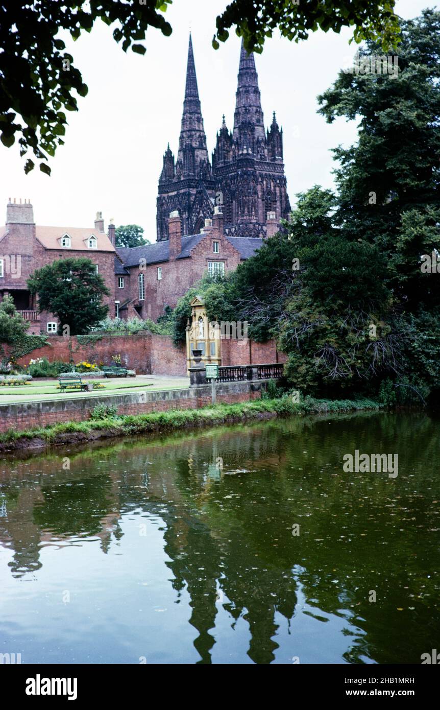 Lichfield Cathedral in Lichfield, Staffordshire, England, the only ...