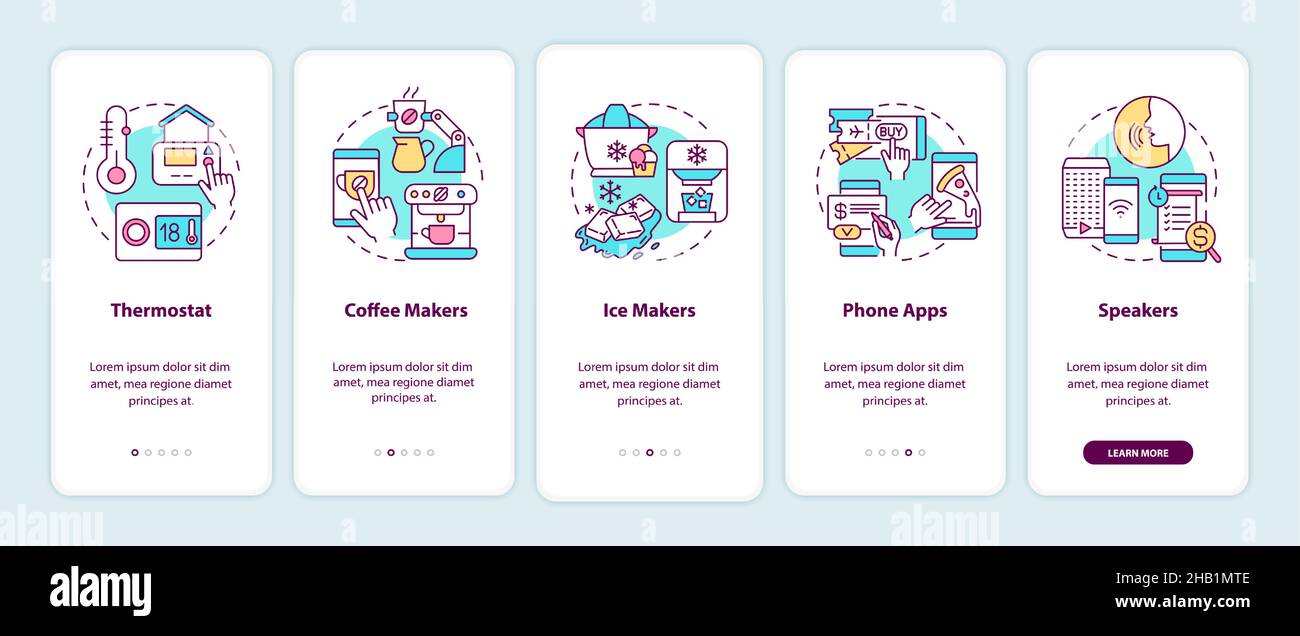 Examples of daily automation onboarding mobile app screen Stock Vector ...