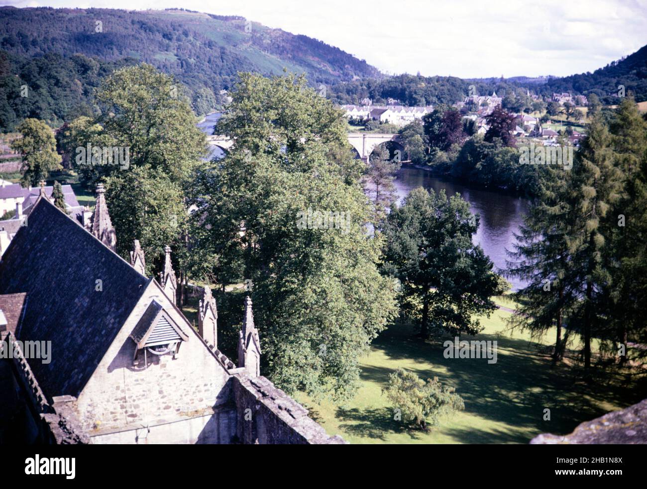 River Tay at Dunkeld and Birnam, historic town in Perthshire, Scotland ...