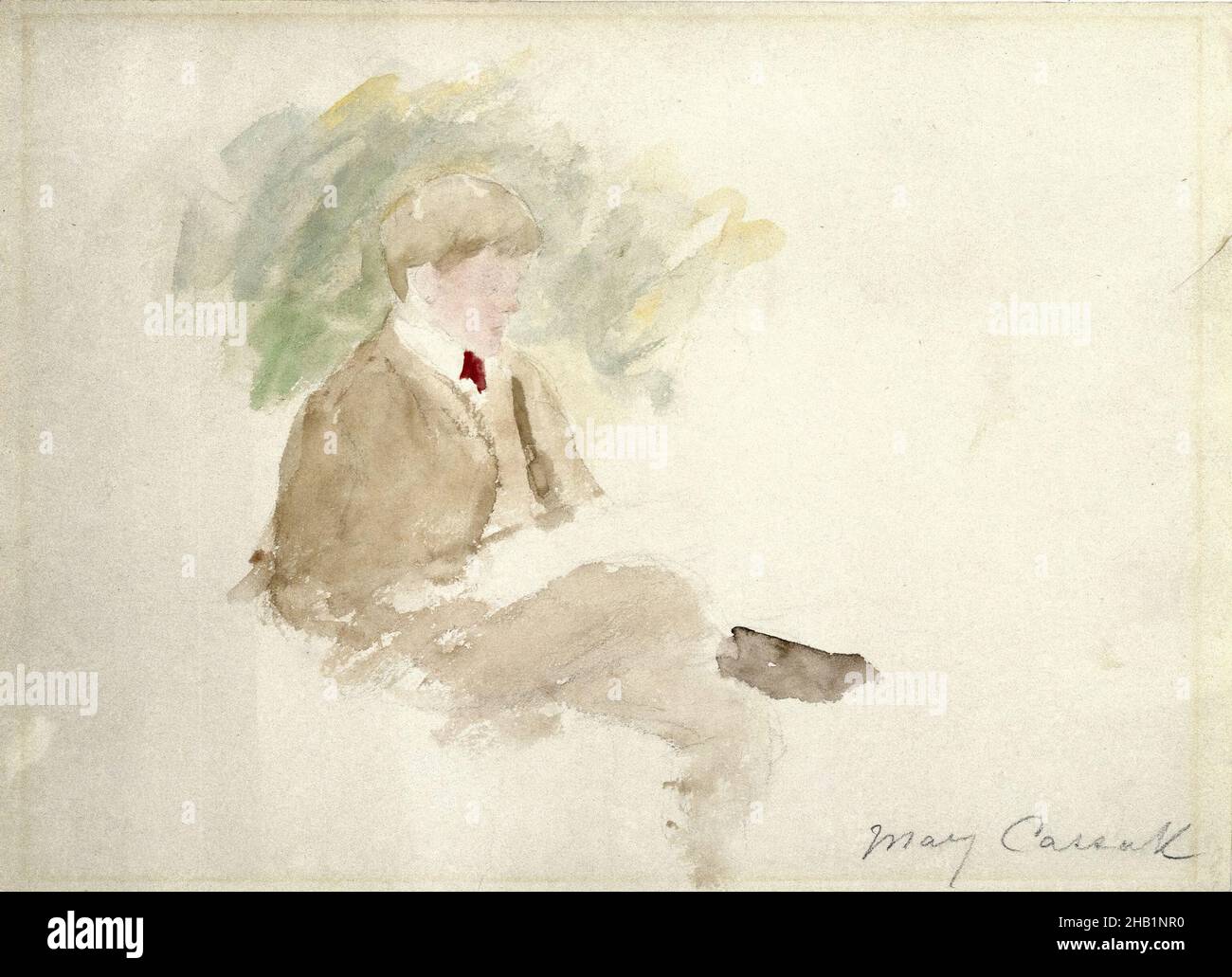 Study of a Boy, Mary Cassatt, American, 1844-1926, Watercolor, Sheet: 9 ...