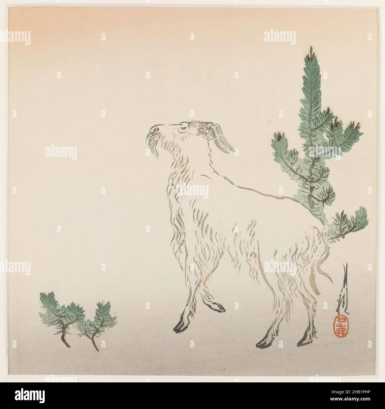 Goat, Ogata Gekko, Japanese, 1859-1920, Color woodblock print on paper ...