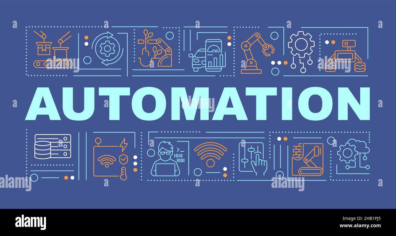Automation word concepts dark blue banner Stock Vector Image & Art - Alamy