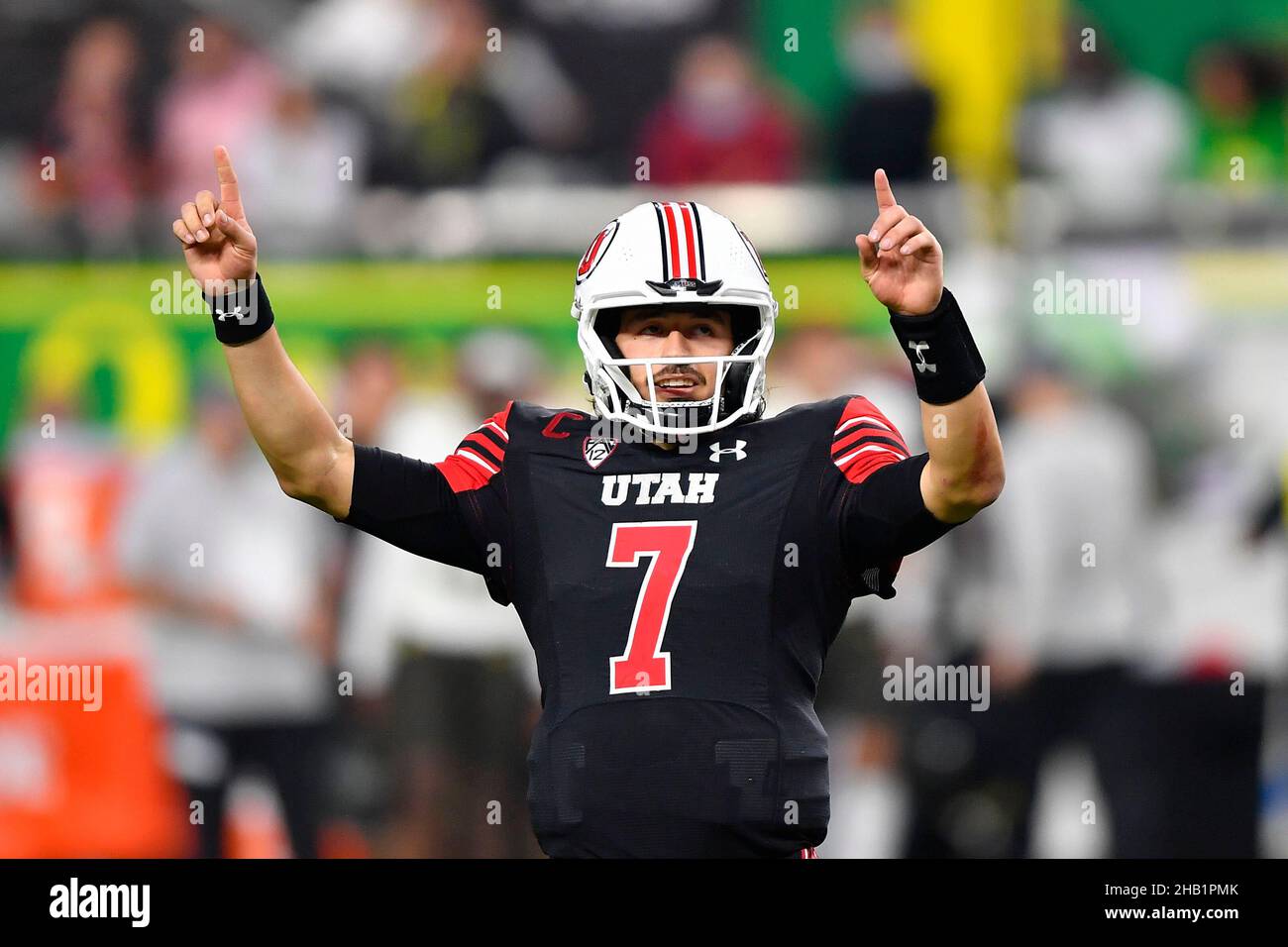 Utah Utes quarterback Cameron Rising (7) celebrates after completing ...