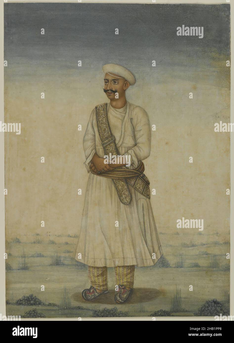 Portrait of a Man, Opaque watercolor on paper, 19th century, with frame ...