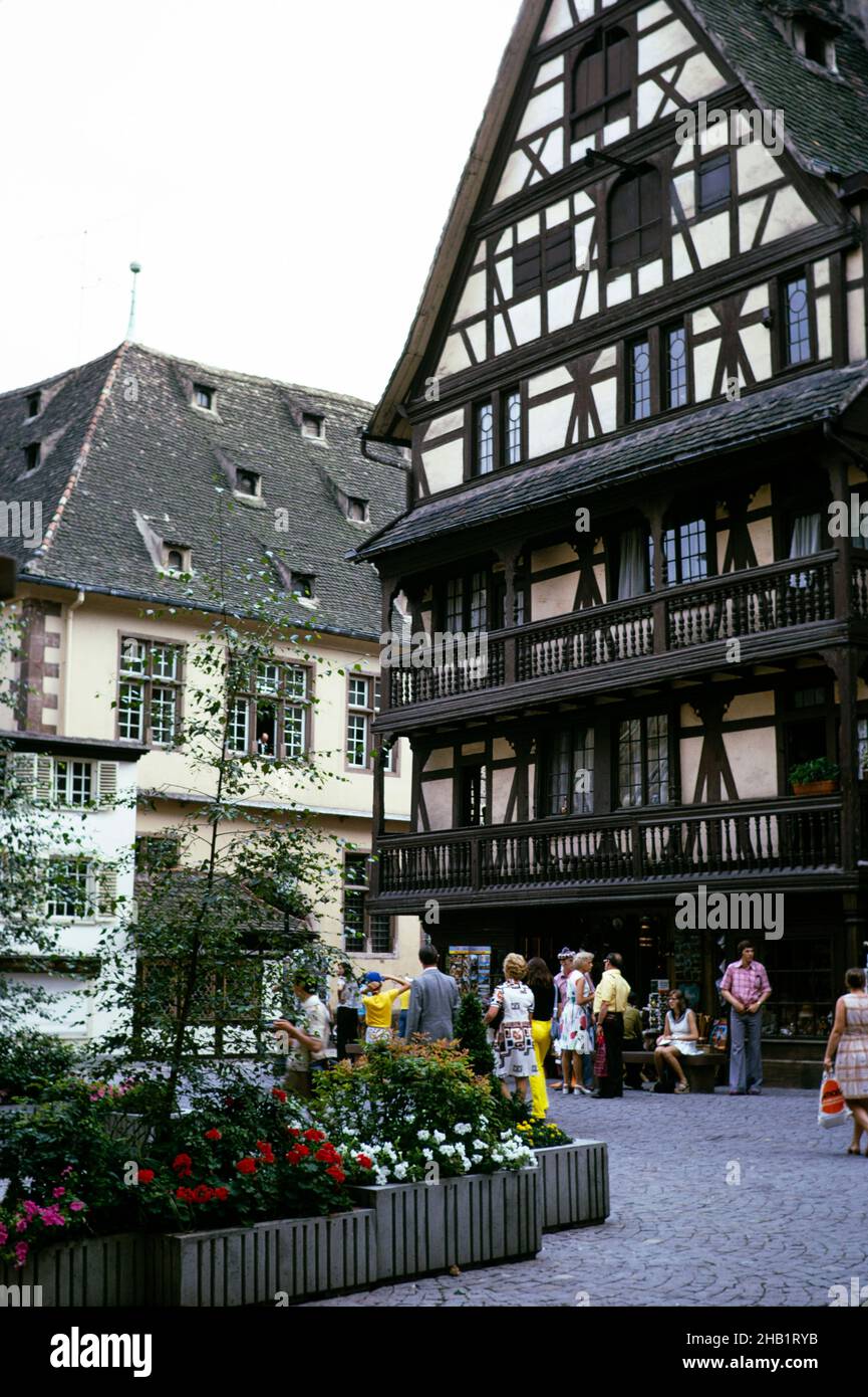 Historic half-timbered medieval buildings in city centre of Strasbourg ...