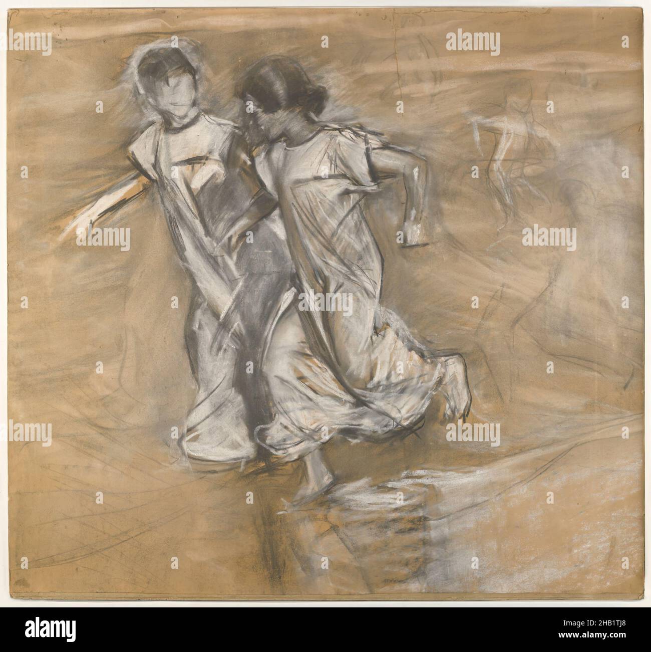 Two Girls in White Running Arm in Arm, Joaquín Sorolla y Bastida ...