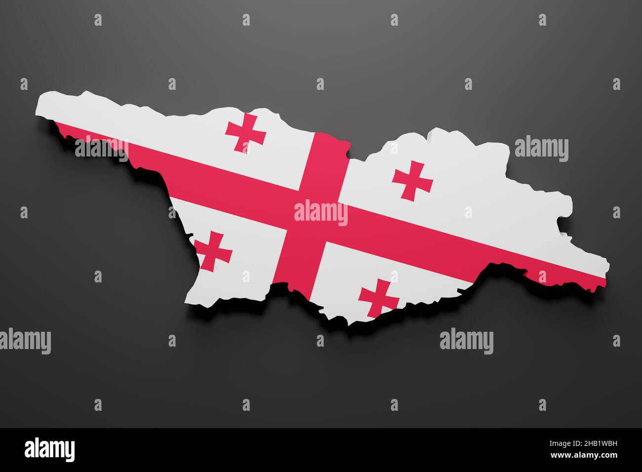 3d rendering of a Georgia map shape with flag. Black background Stock ...