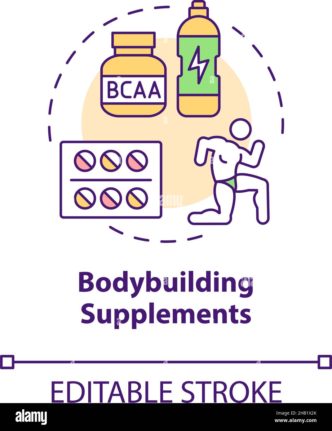 Bodybuilding supplements concept icon Stock Vector Image & Art - Alamy