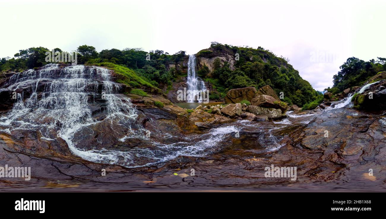 Waterfall in the tropical mountain jungle. Ramboda Falls, Sri Lanka ...