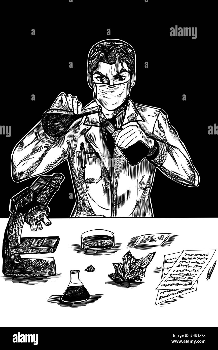 Scientist in chemistry lab Black and White Stock Photos & Images - Alamy