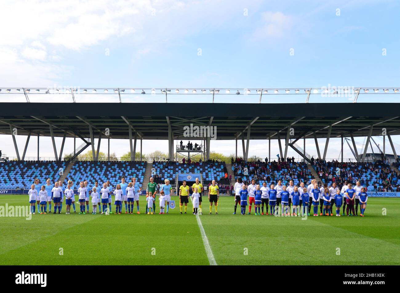 The teams line up prior to kick-off Stock Photo - Alamy