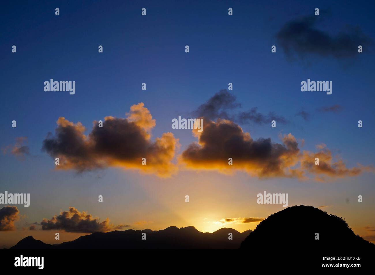 Sunset behind the mountains, Rio, Brazil Stock Photo - Alamy