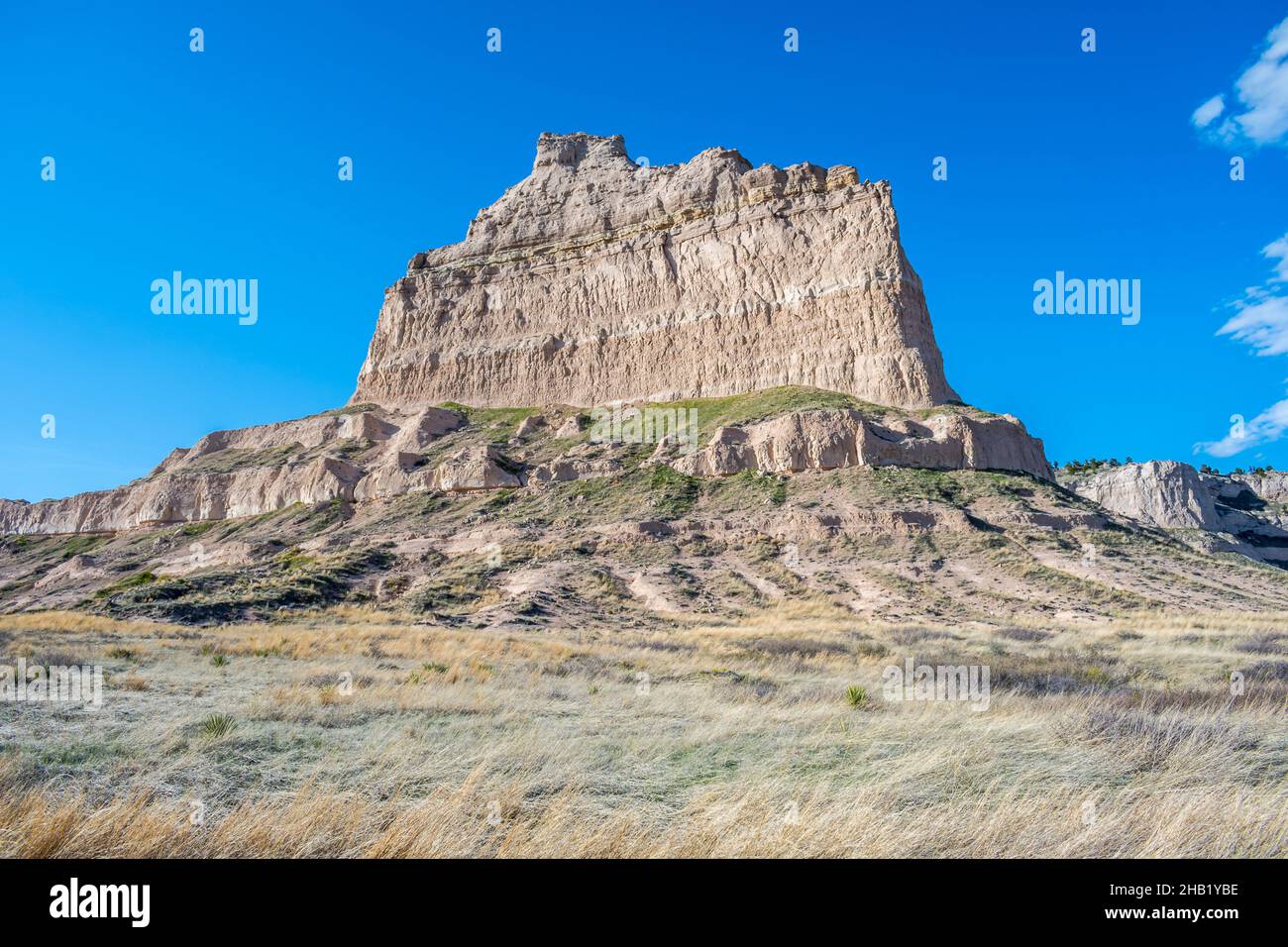 A natural rock formation of rugged badlands and towering bluffs Stock ...