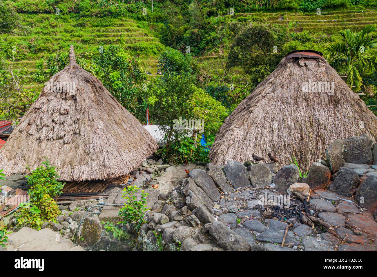 Thatched huts in Cambulo village, Luzon island, Philippines Stock Photo ...
