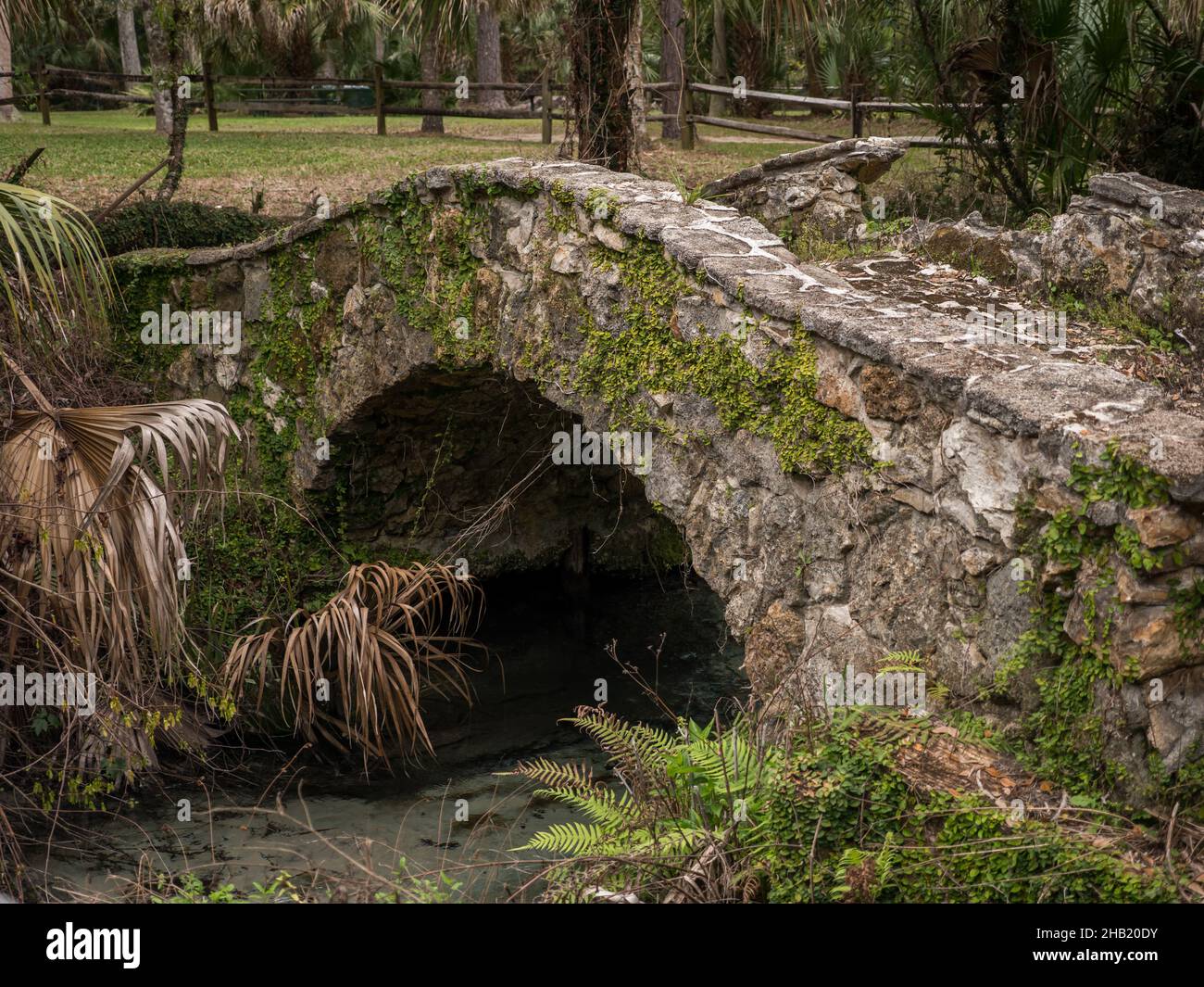 View of a green landscape with a stone bridge and a tunnel Stock Photo ...