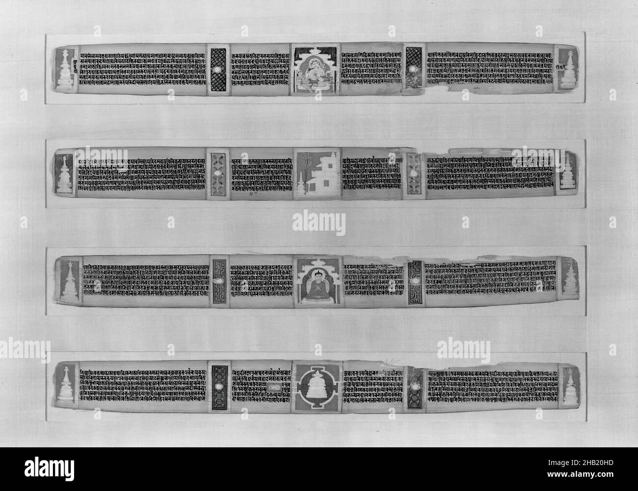 Leaf from a Prajnaparamita Manuscript, Palm leaves, ink and color, 11th ...