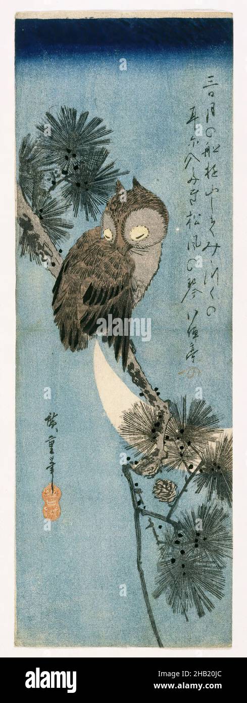Owl on a Pine Branch, Utagawa Hiroshige, Ando, Japanese, 1797-1858 ...