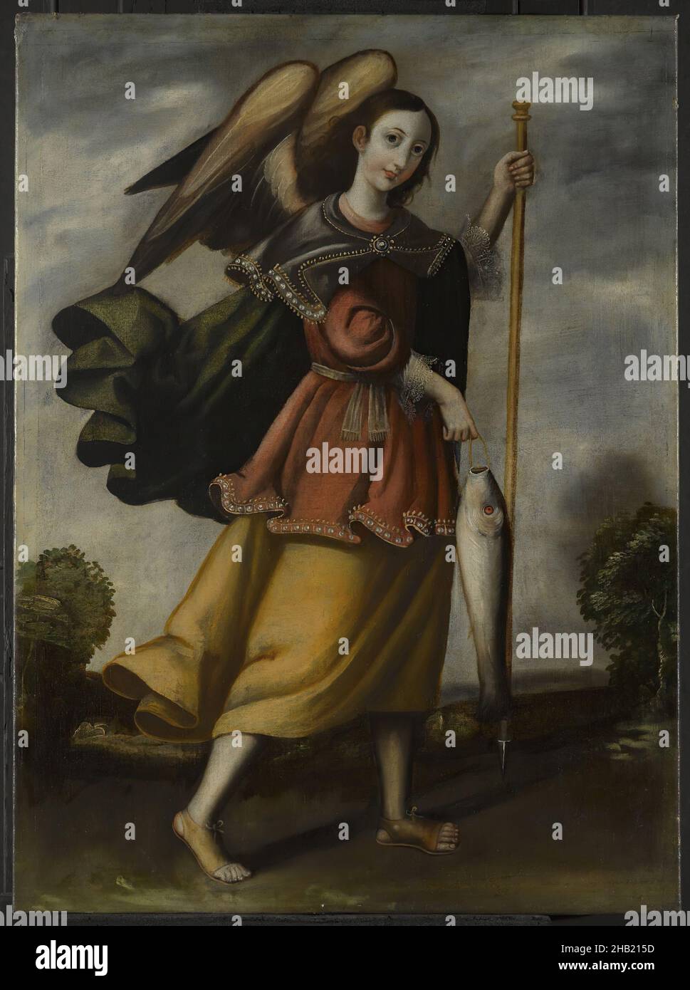 Archangel Raphael, Oil on burlap, Peru, late 17th or early 18th century ...