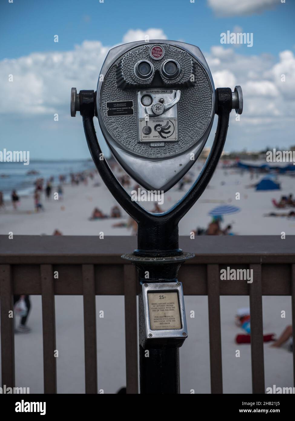 Vertical shot of a stationary observation tower viewer on a pier Stock ...