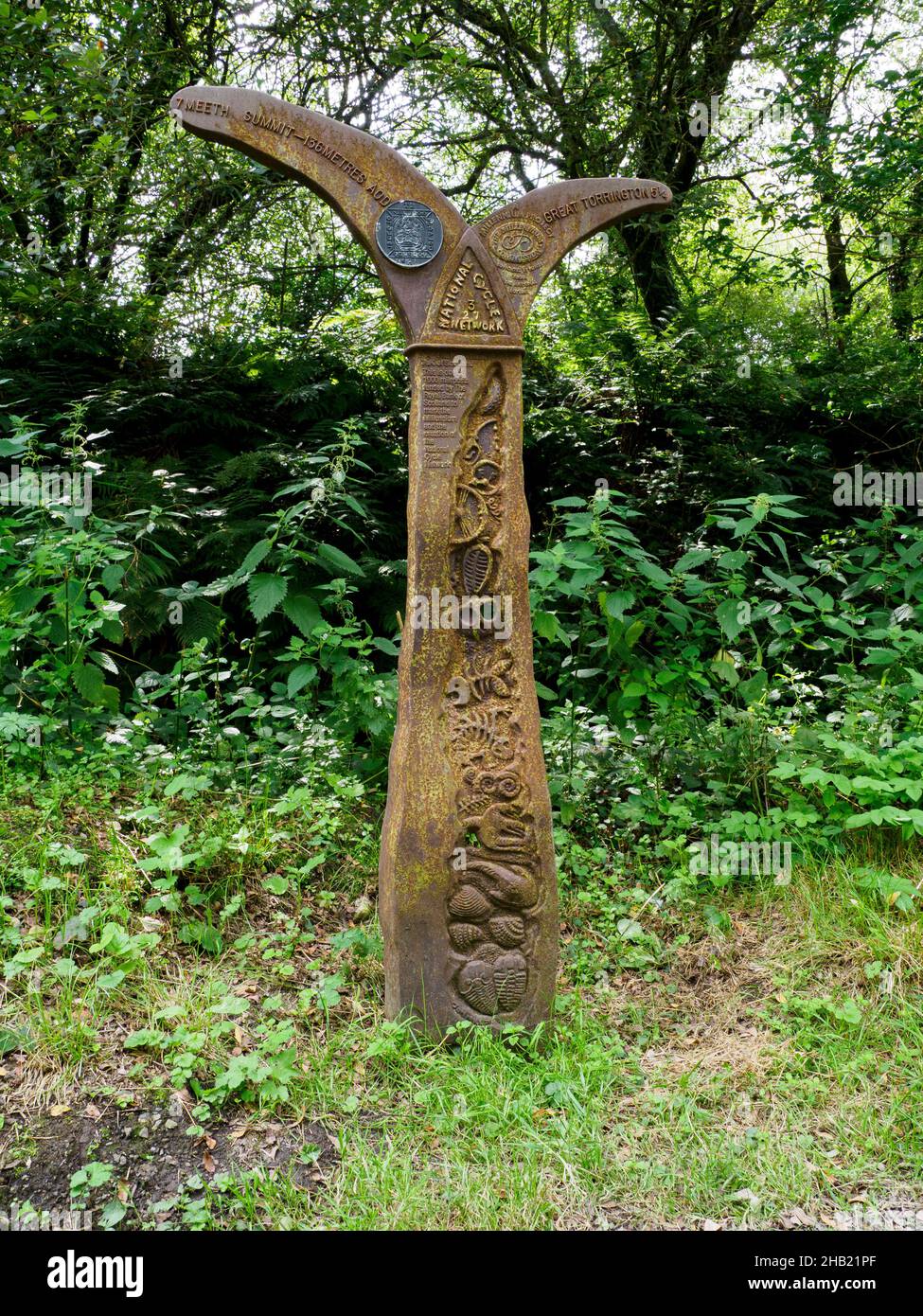 Millennium Milepost, indicating the summit of the trail at 136m along ...