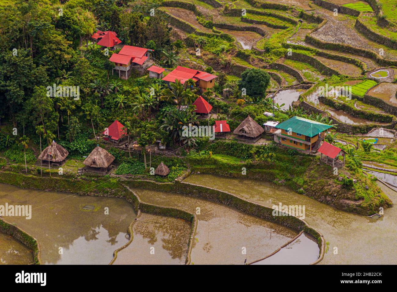 Aerial view of Batad rice terraces, Luzon island, Philippines Stock ...