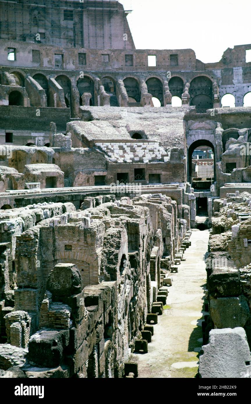 The Roman Colosseum or Flavian Amphitheatre, Rome, Italy in 1974 built ...